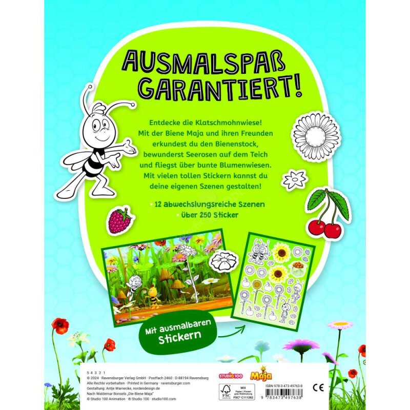Mein Ausmal Stickerbuch "Die Biene Maja" jetzt kaufen | Wachs HÖDL, 8,30